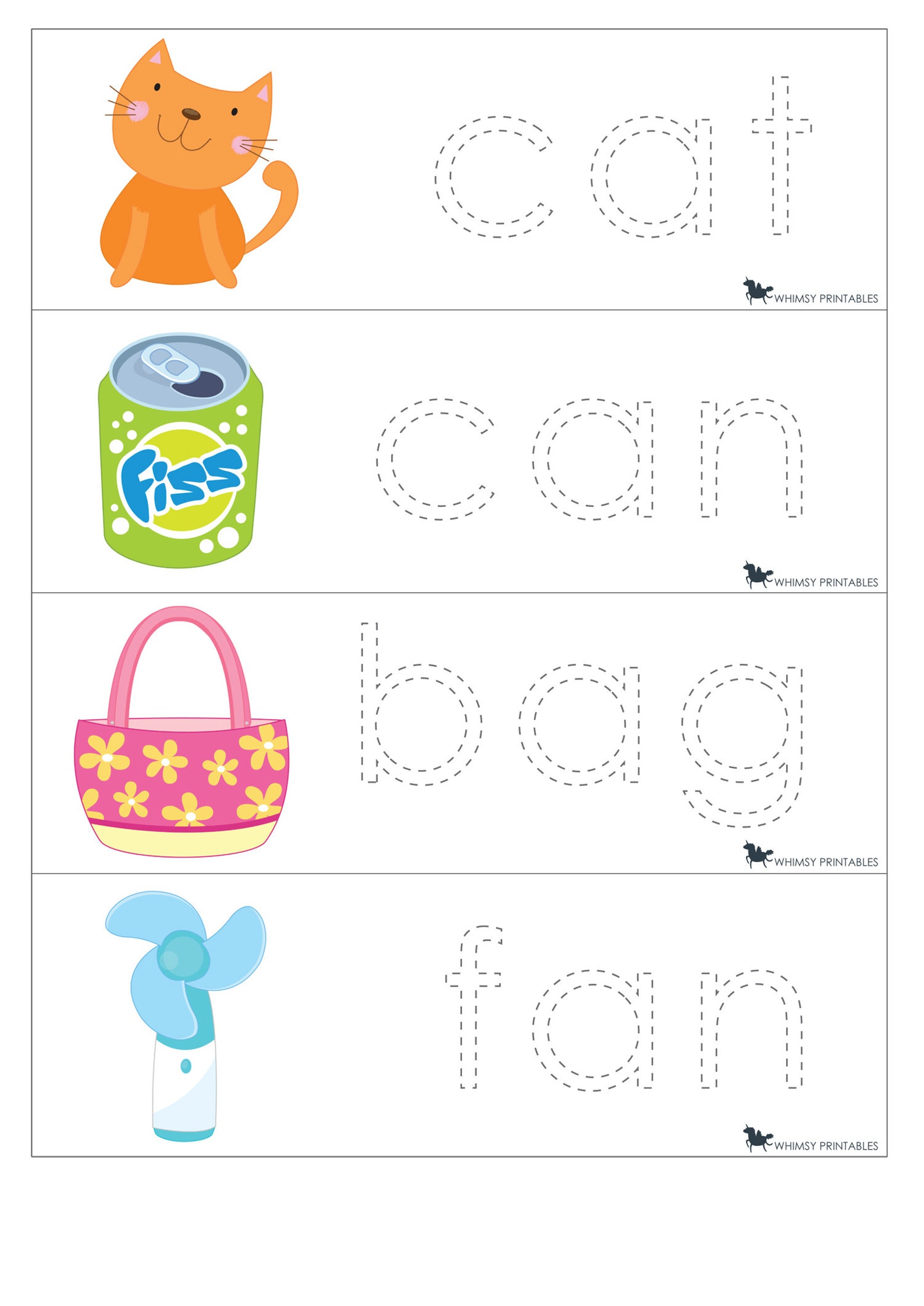 CVC Word Tracing Cards CVC Words Preschool Learning | Etsy