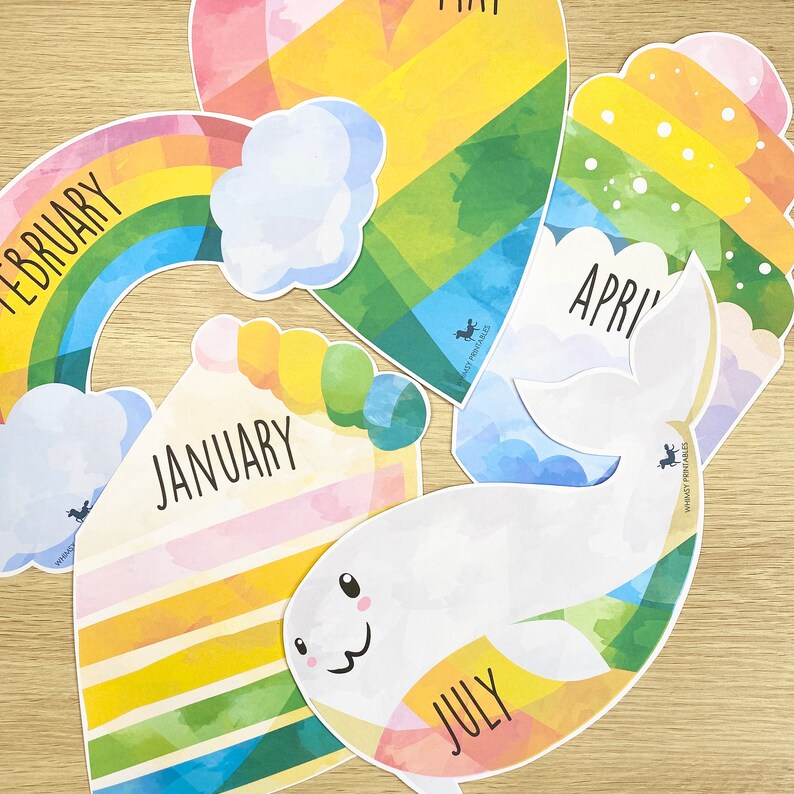 Rainbow Party Birthday Display Birthday Chart Rainbow | Etsy