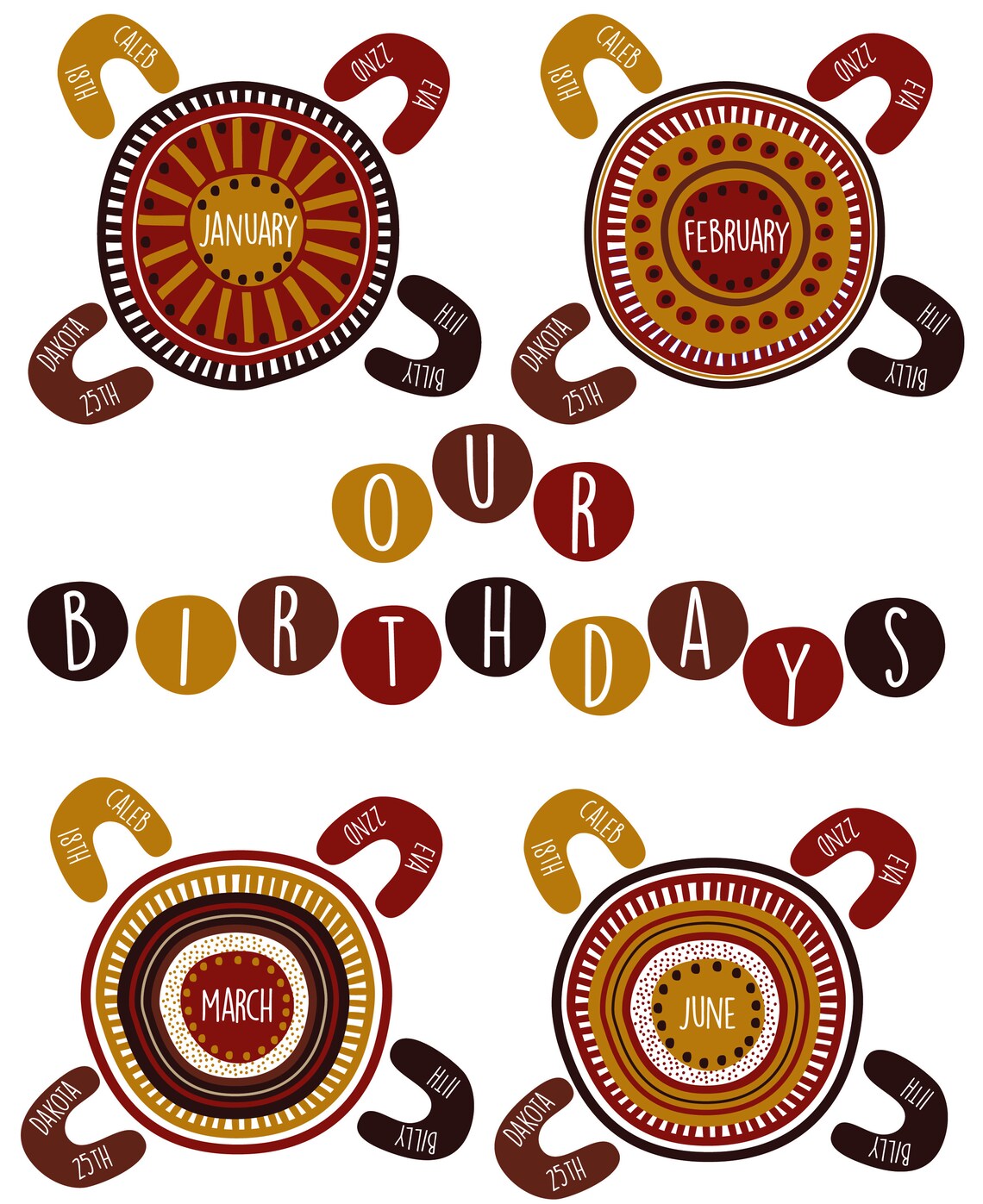 Indigenous Birthday Display Birthday Chart Multicultural - Etsy Israel