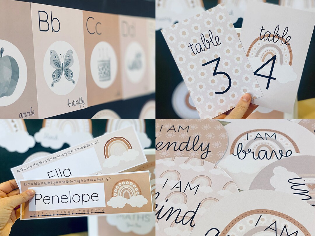 RAINBOW DAISY NATURAL Bundle Classroom Decor Preschool School Notice ...