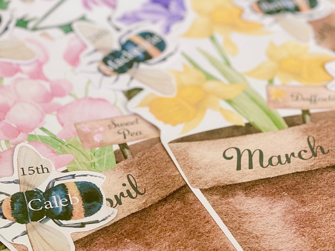 Birthday Month Flower Birthday Display Birthday Chart | Etsy