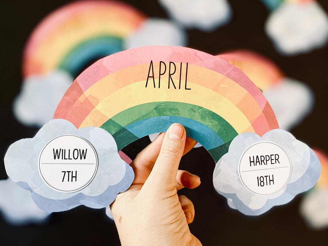 Rainbow Party Birthday Display | Birthday Chart | Rainbow | Preschool ...