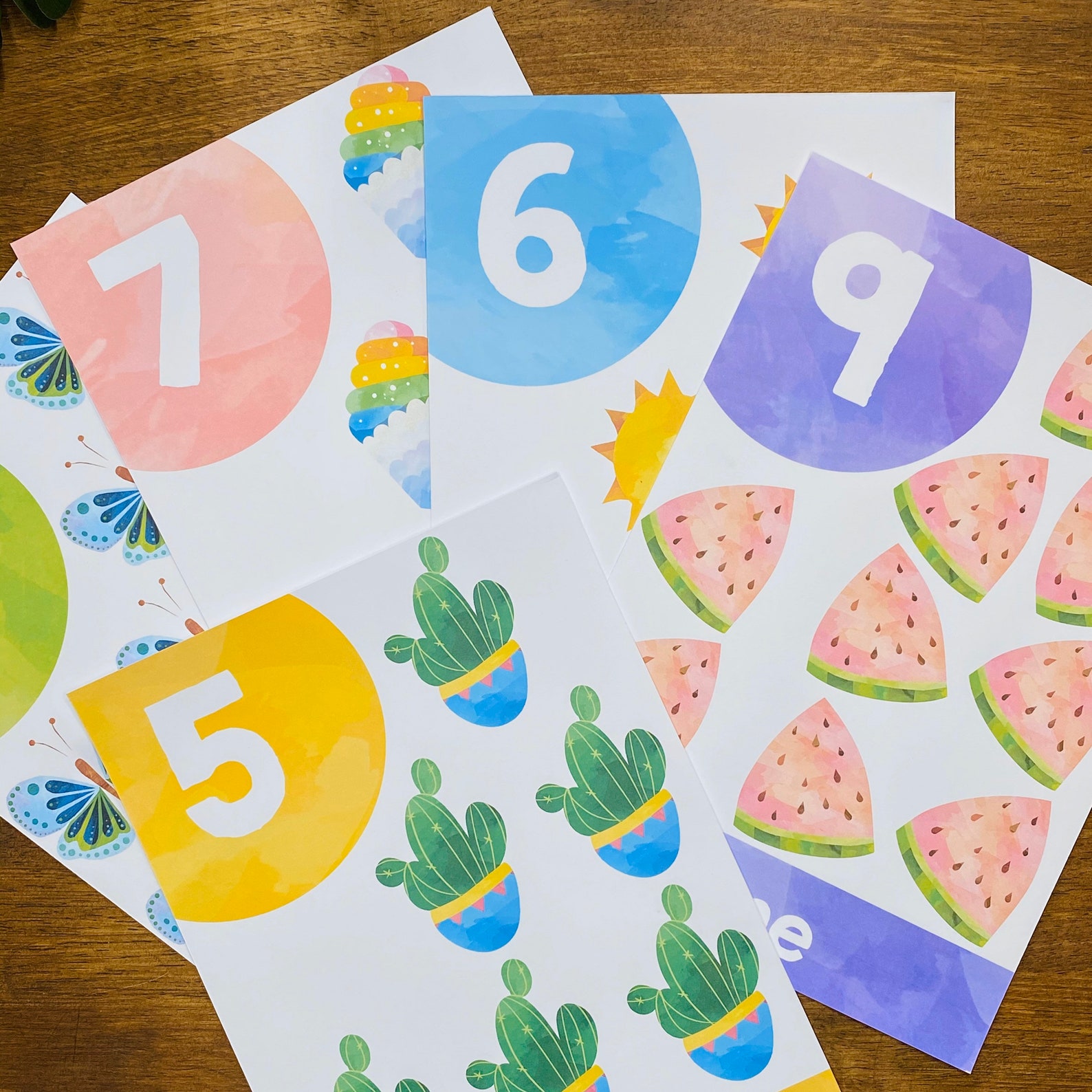 RAINBOW WATERCOLOUR Number Posters Preschool School Notice - Etsy
