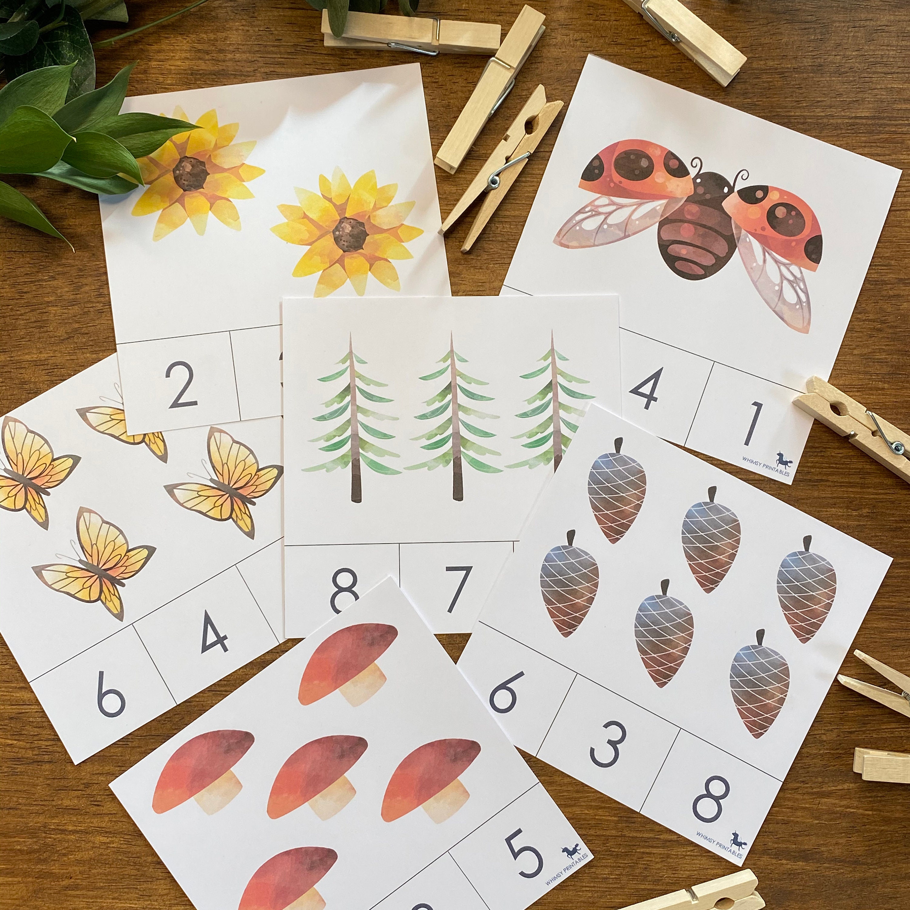 Nature Number Match Math Counting Math Games Home | Etsy