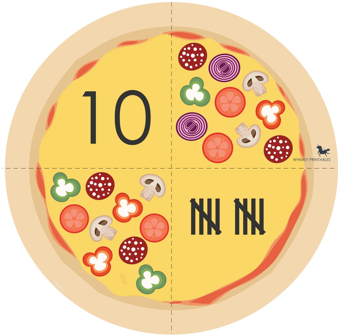 Pizza Number Match Math Counting Math Games | Etsy