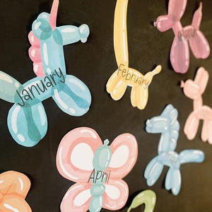 Balloon Animal Birthday Display, Birthday Chart, Balloon Printable ...