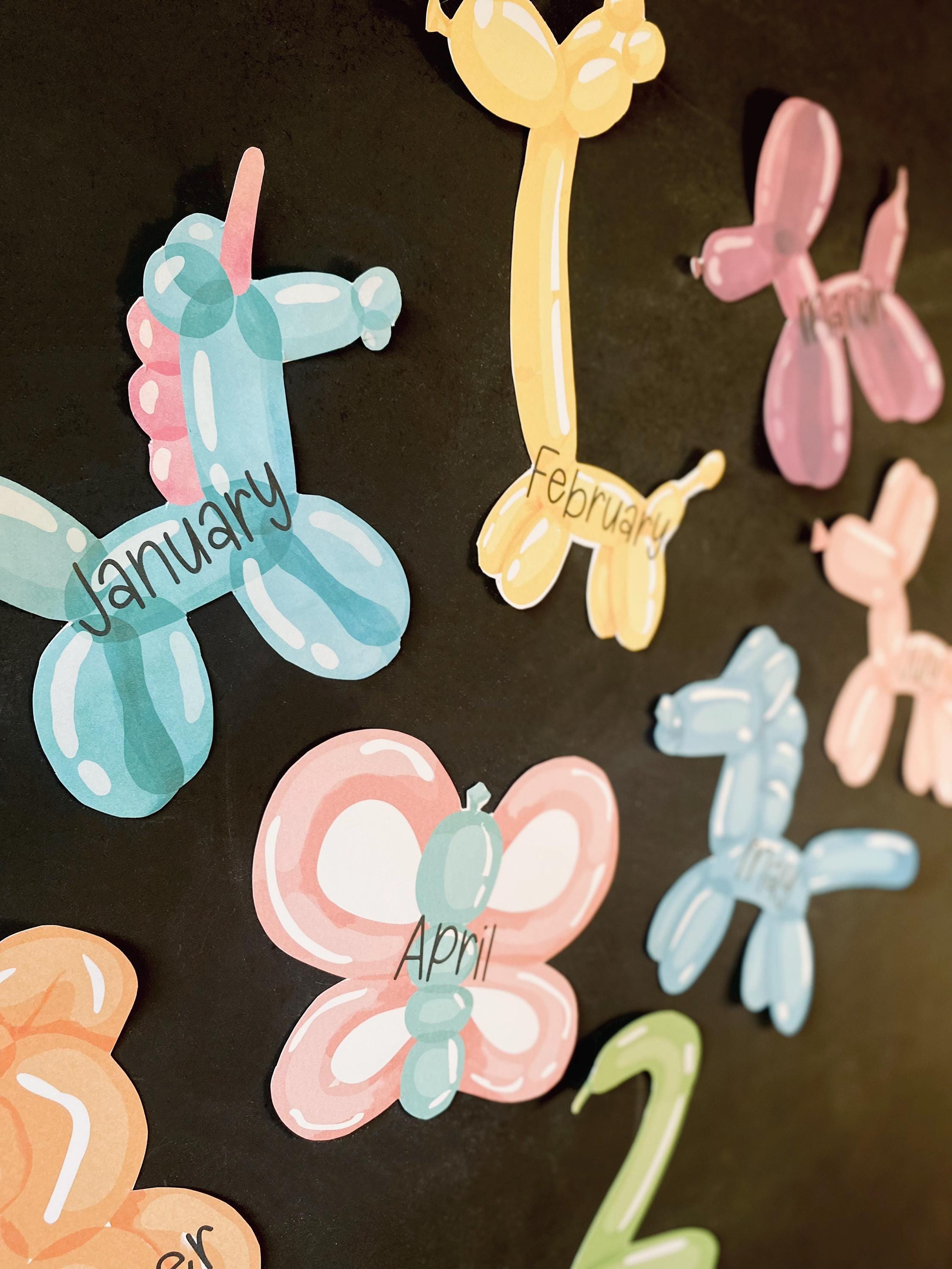 Balloon Animal Birthday Display, Birthday Chart, Balloon Printable ...