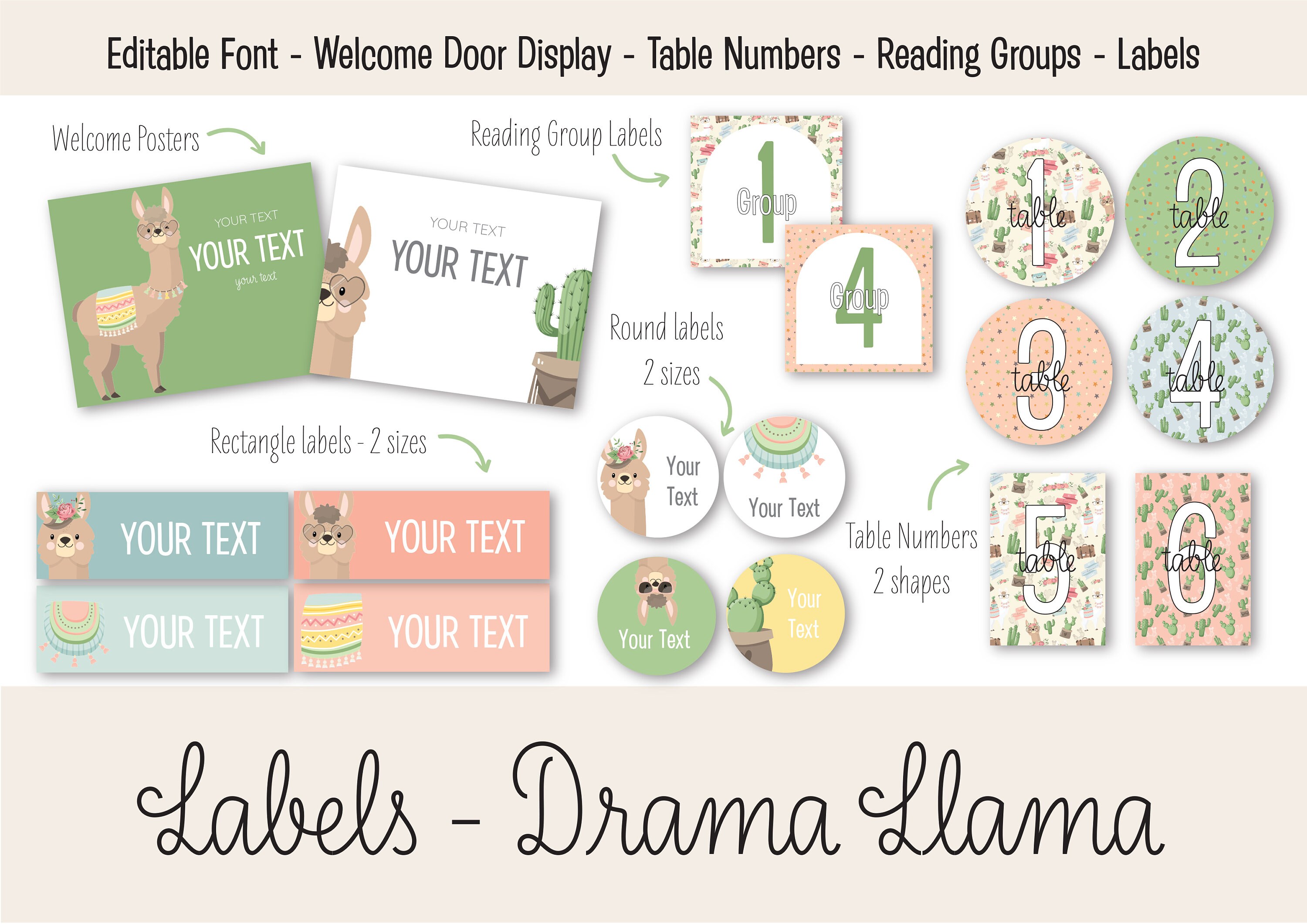 DRAMA LLAMA Classroom Bundle | School Decor | Llama Decor Classroom ...