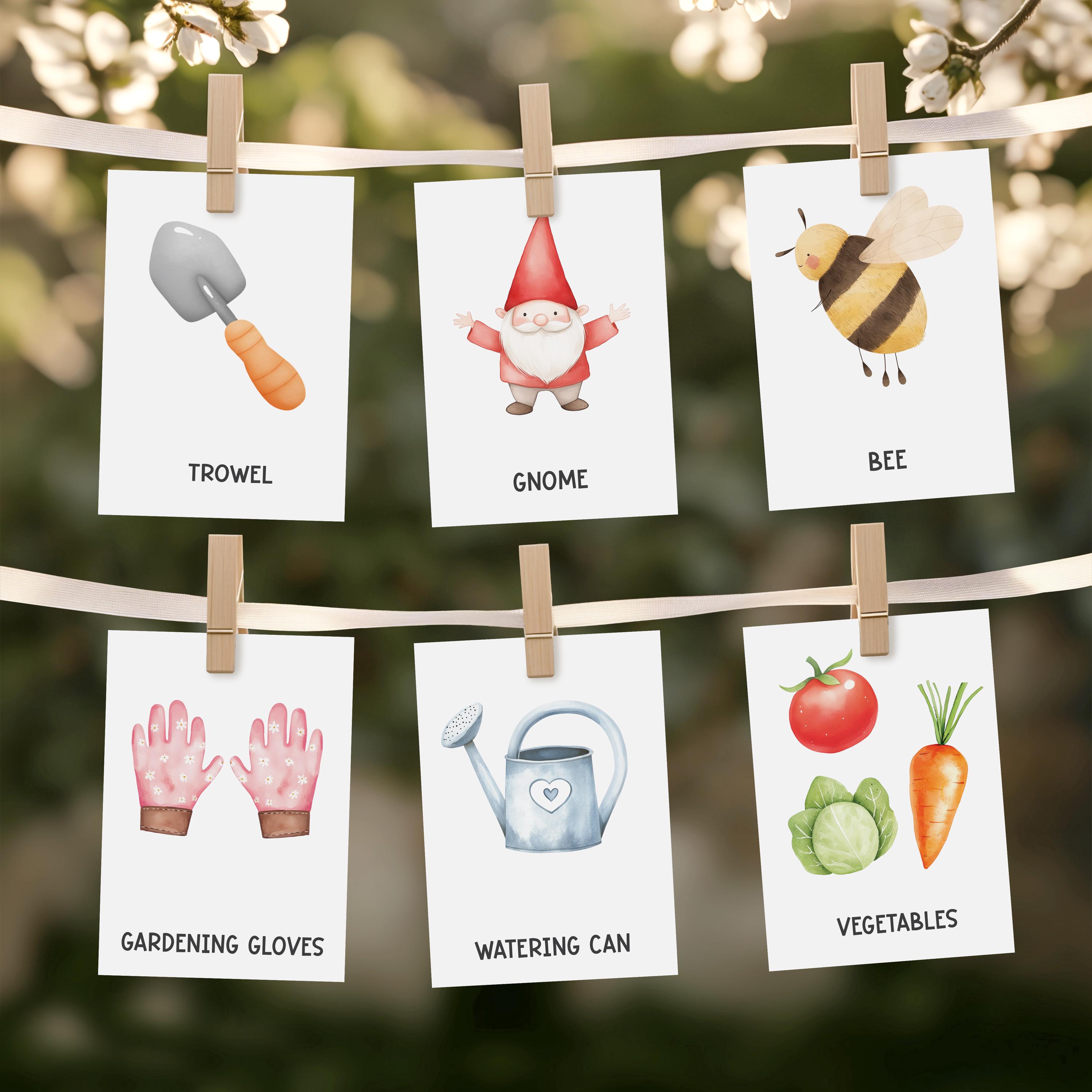 Gardening Printable Flashcards, in the Garden Flashcards, Montessori ...