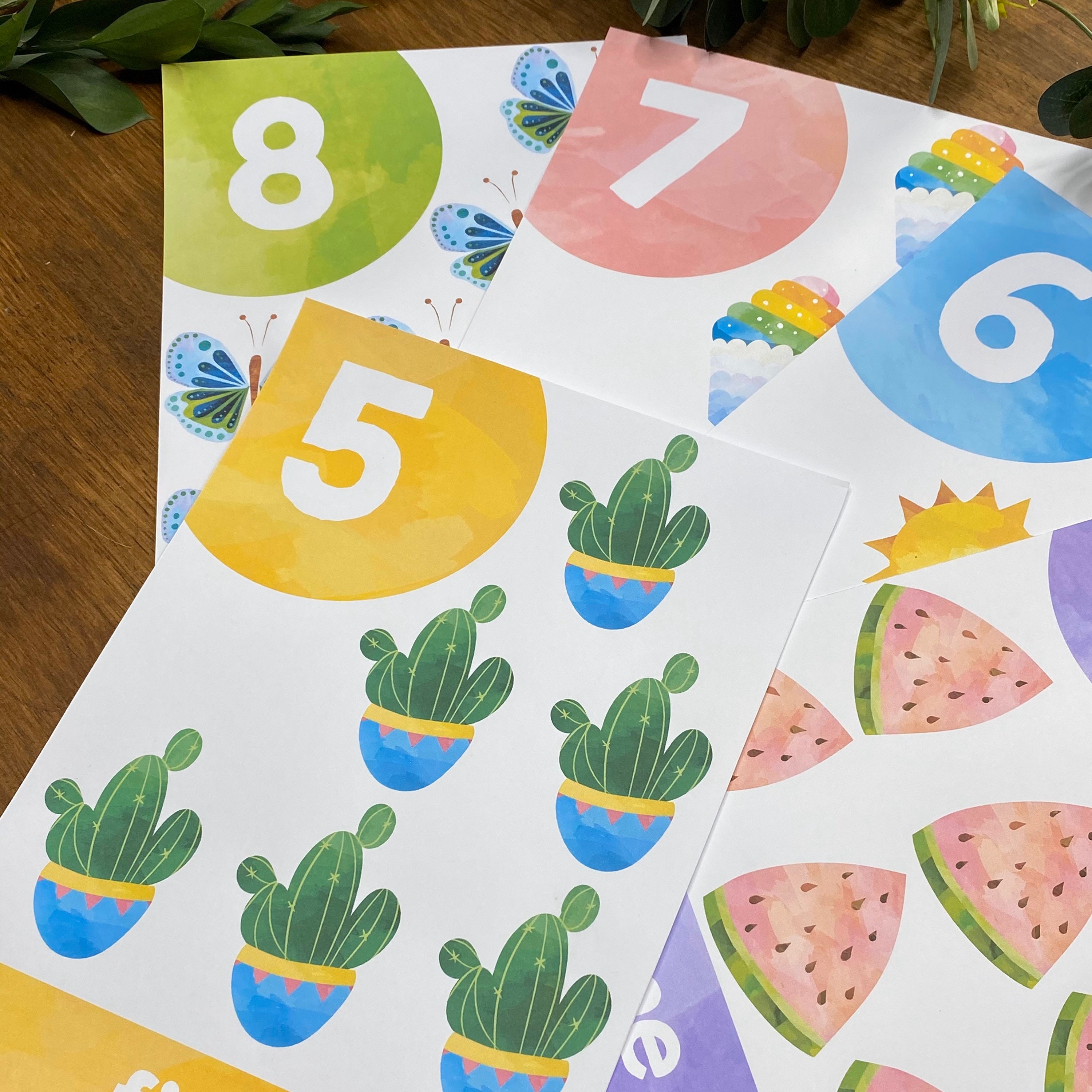RAINBOW WATERCOLOUR Number Posters | Preschool | School Notice Board ...