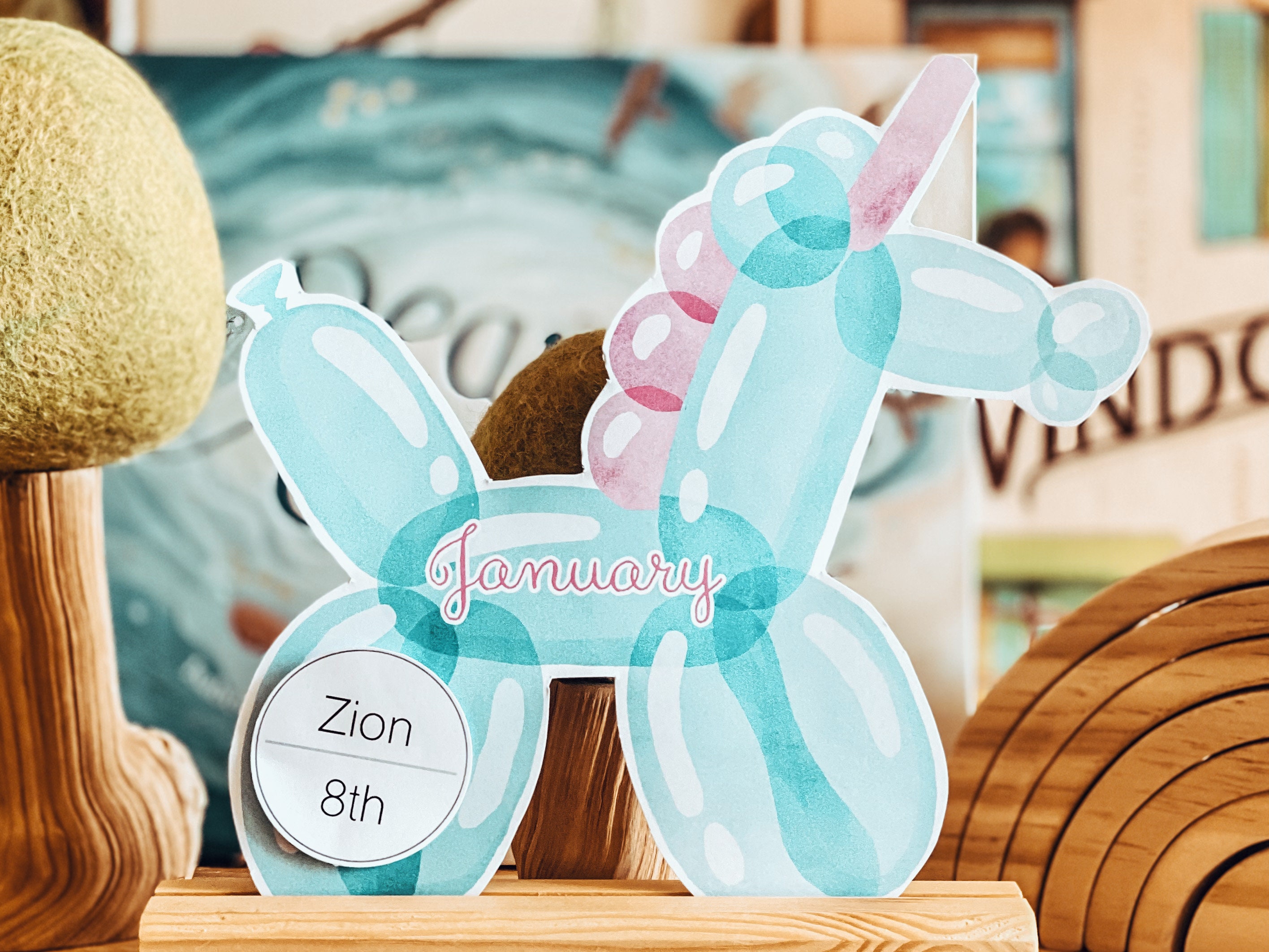 Balloon Animal Birthday Display Birthday Chart Balloon | Etsy