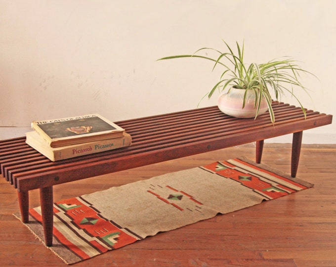 Long Mid Century Solid Wood Slat Table Extra Long Bench - Etsy