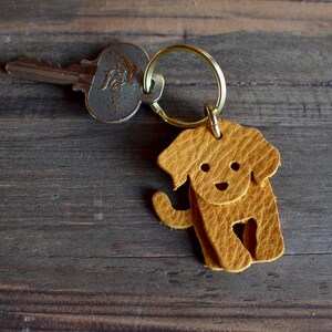 Doodle Dog Leather Keychain Key Ring - PEBBLED + SOFT Leather | Great ...