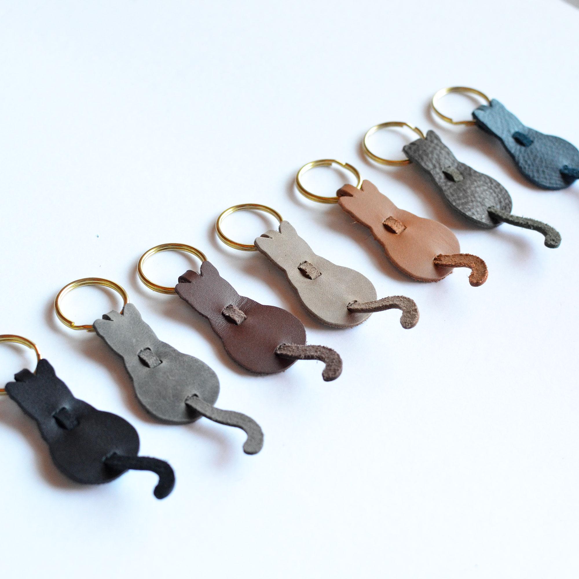 Cat Leather Keychain – Full-grain Leather Cat Charm | Gift Under 20 ...