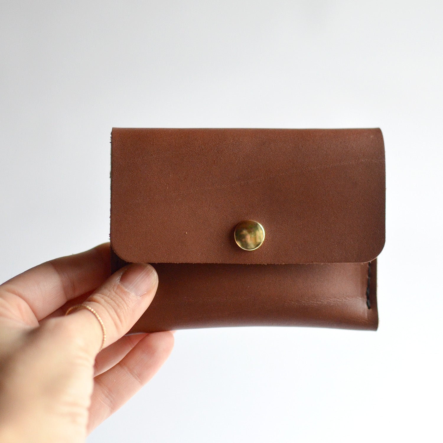 Mini Wallet Chocolate Brown Leather Card Holder Women Leather ...