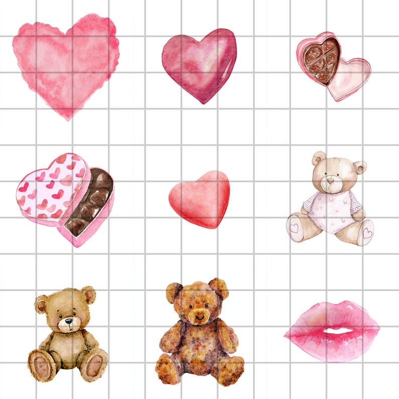 50 Watercolor Valentine’s Day Clipart Bundle | Hearts, Roses ...