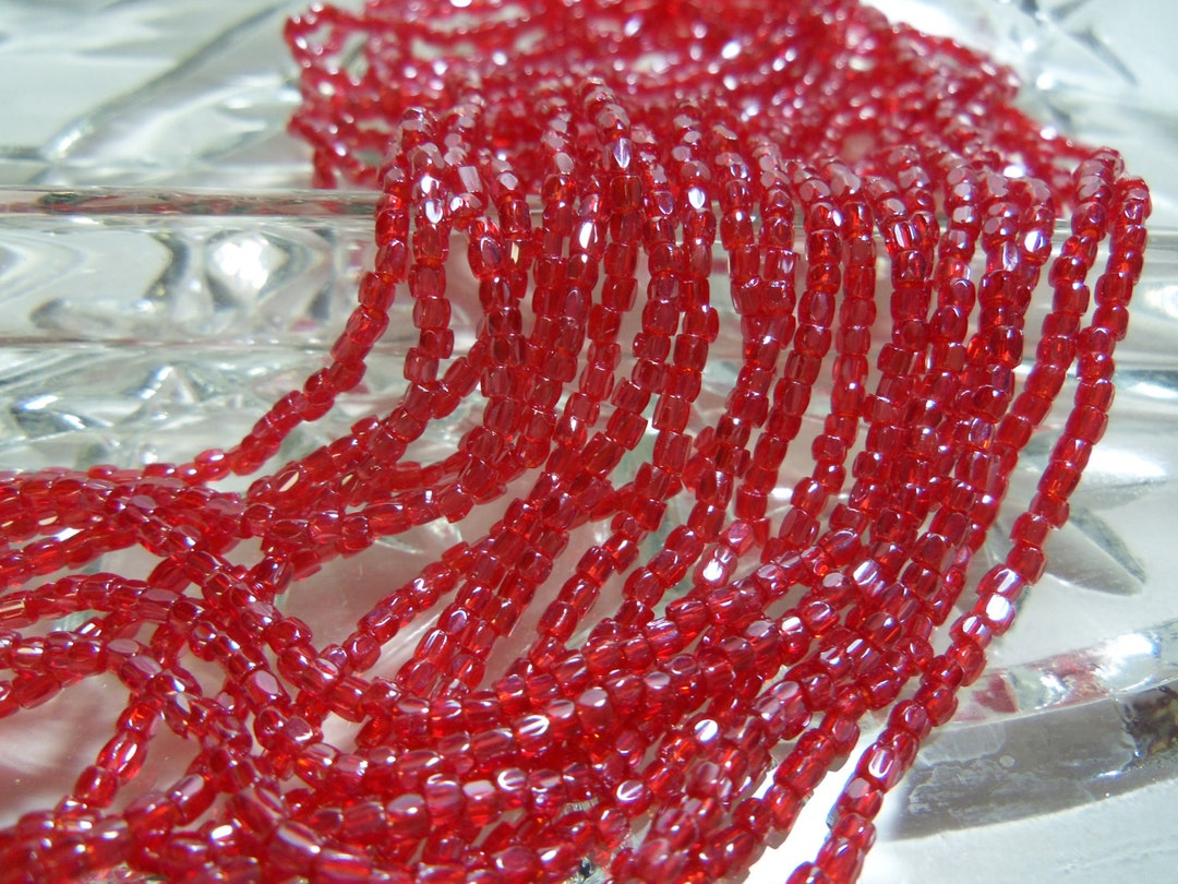 Size 10/0 Three Cut-tri Cut-3cut TRANSPARENT RED Luster-shiny Preciosa ...