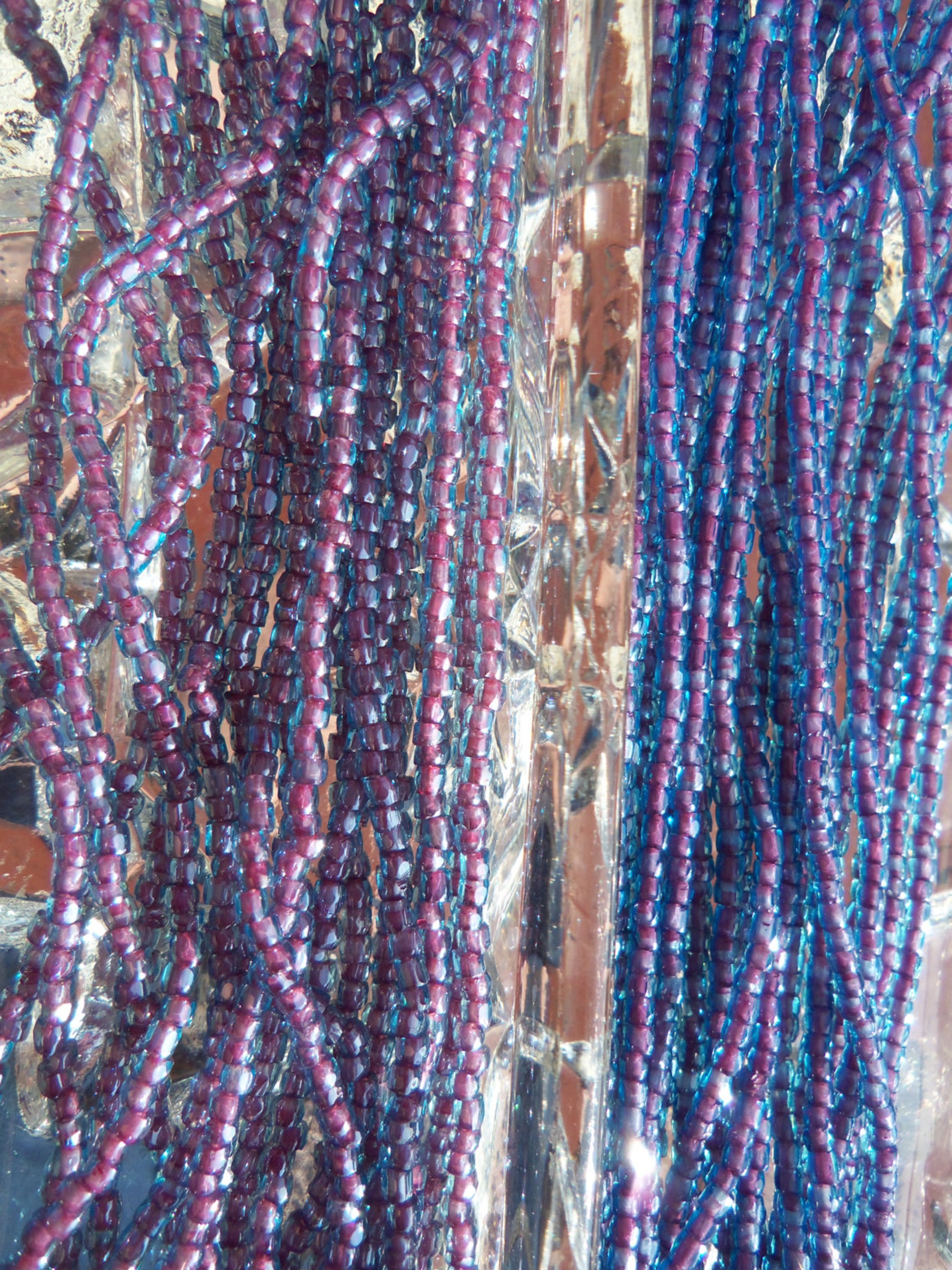 Size 9/0 Three Cut-tri Cut COLOR LINED AMETHYST Ab Preciosa Czech Glass ...