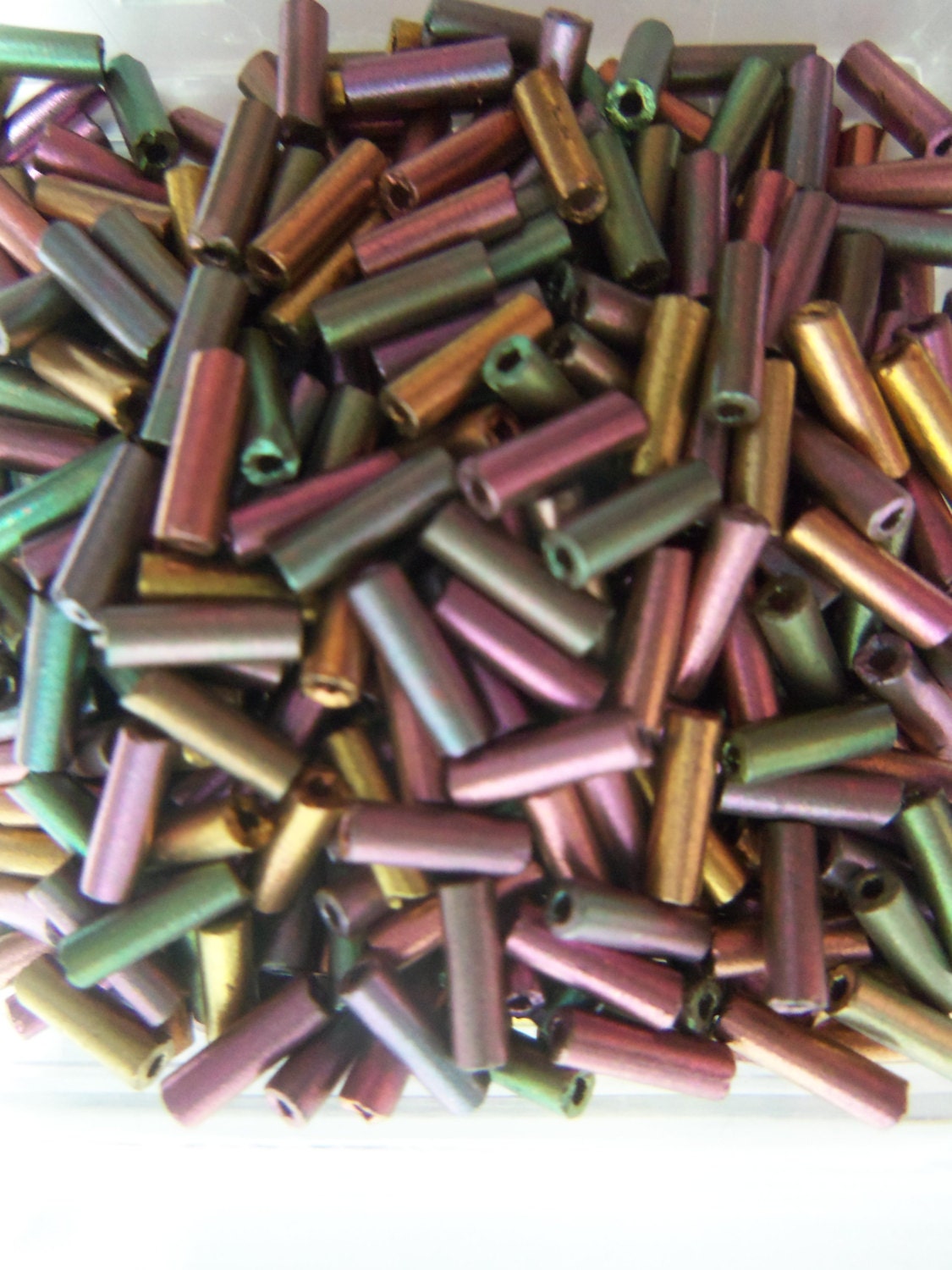 Size 3 Bugles-1/4inch-2x7mm Tubes Opaque MATTE METALLIC Rose-multicolor ...
