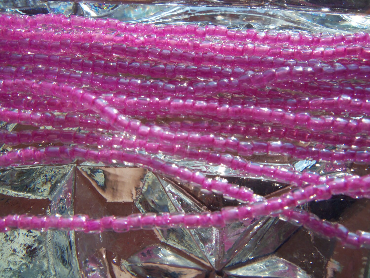 Size 9/0 Three Cut-tri Cut COLORLINED FUCHSIA PINK Rose - Etsy