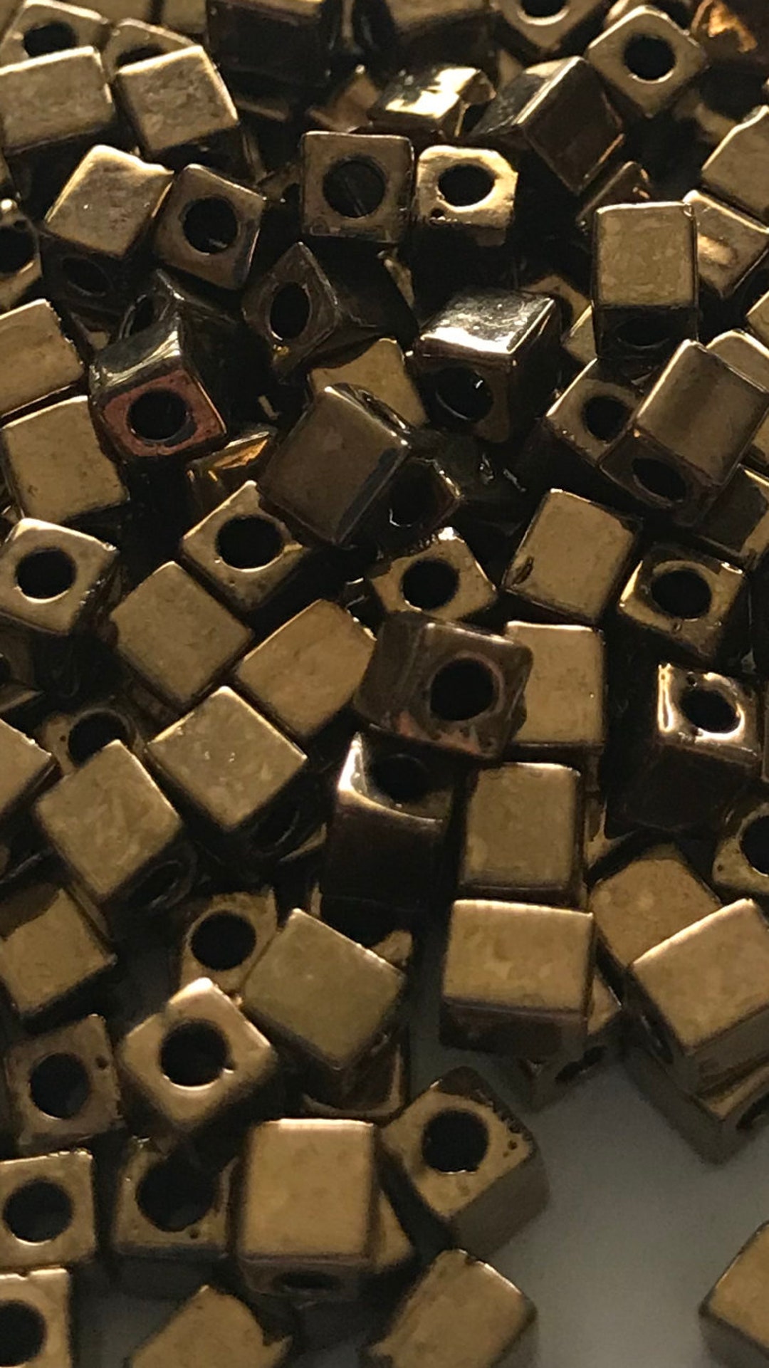 MIYUKI 4mm Cube, Opaque METALLIC Dark GOLD, Square Glass Seed Beads ...