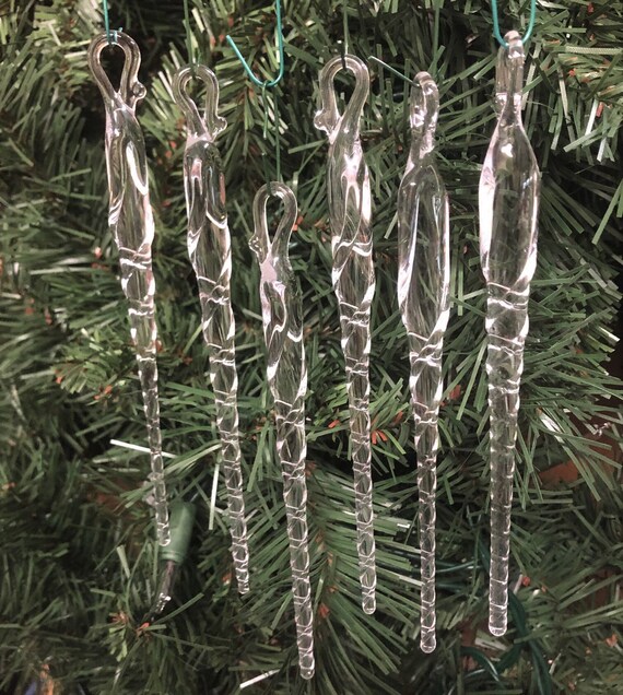 Set of 6 Elegant Hand Blown Glass Icicles Ornaments - Etsy