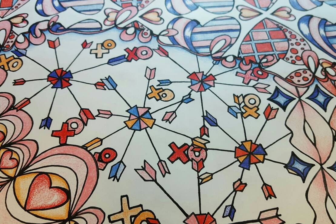 Valentines Day Adult Coloring Page Detailed Coloring Page Printable ...