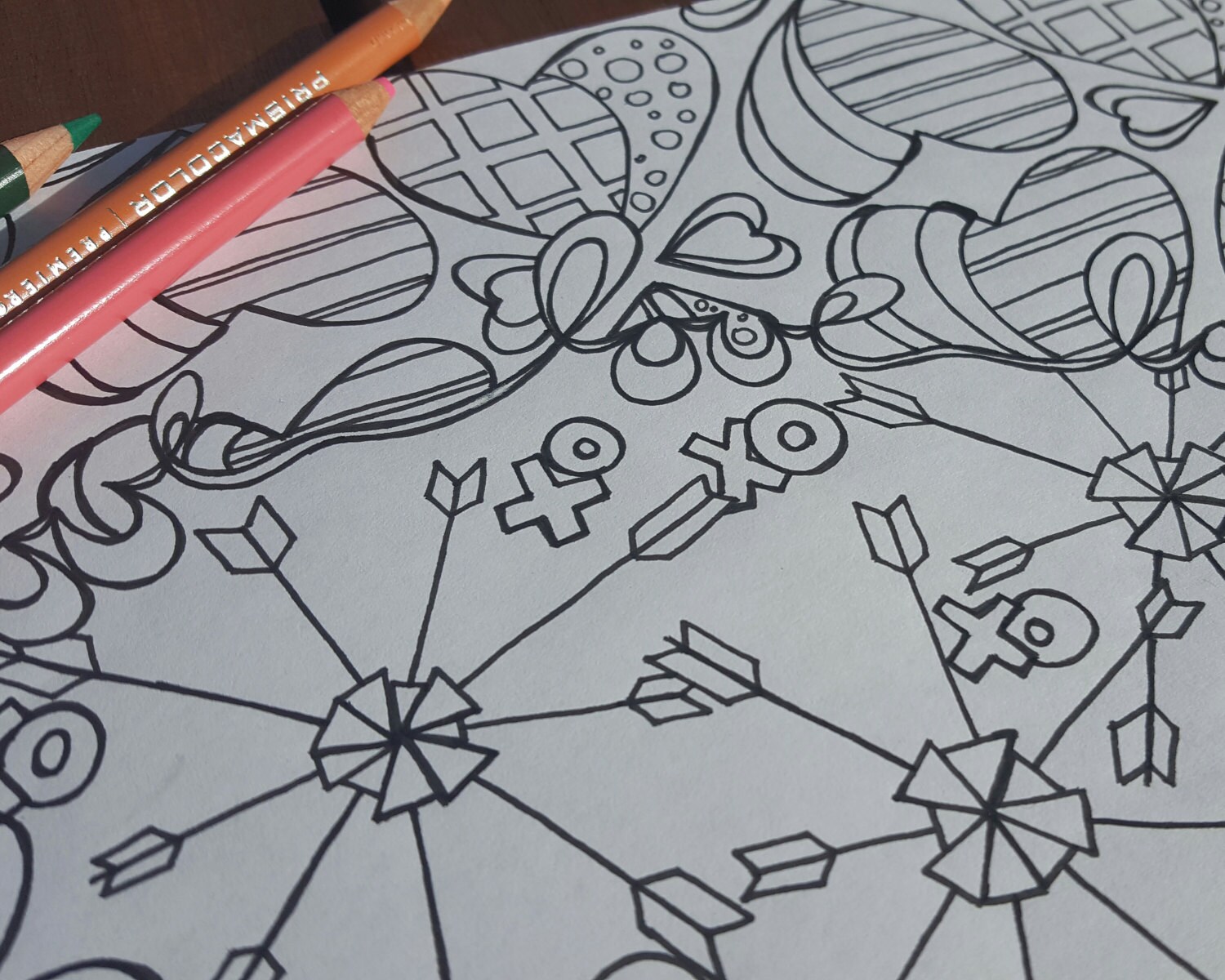 Valentines Day Adult Coloring Page Detailed Coloring Page Printable ...