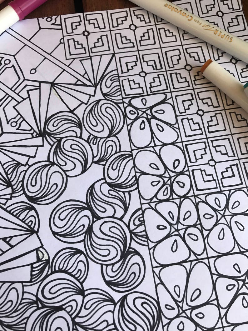 Adult Coloring Page Zentangle Doodle Art Coloring Geometric Coloring ...