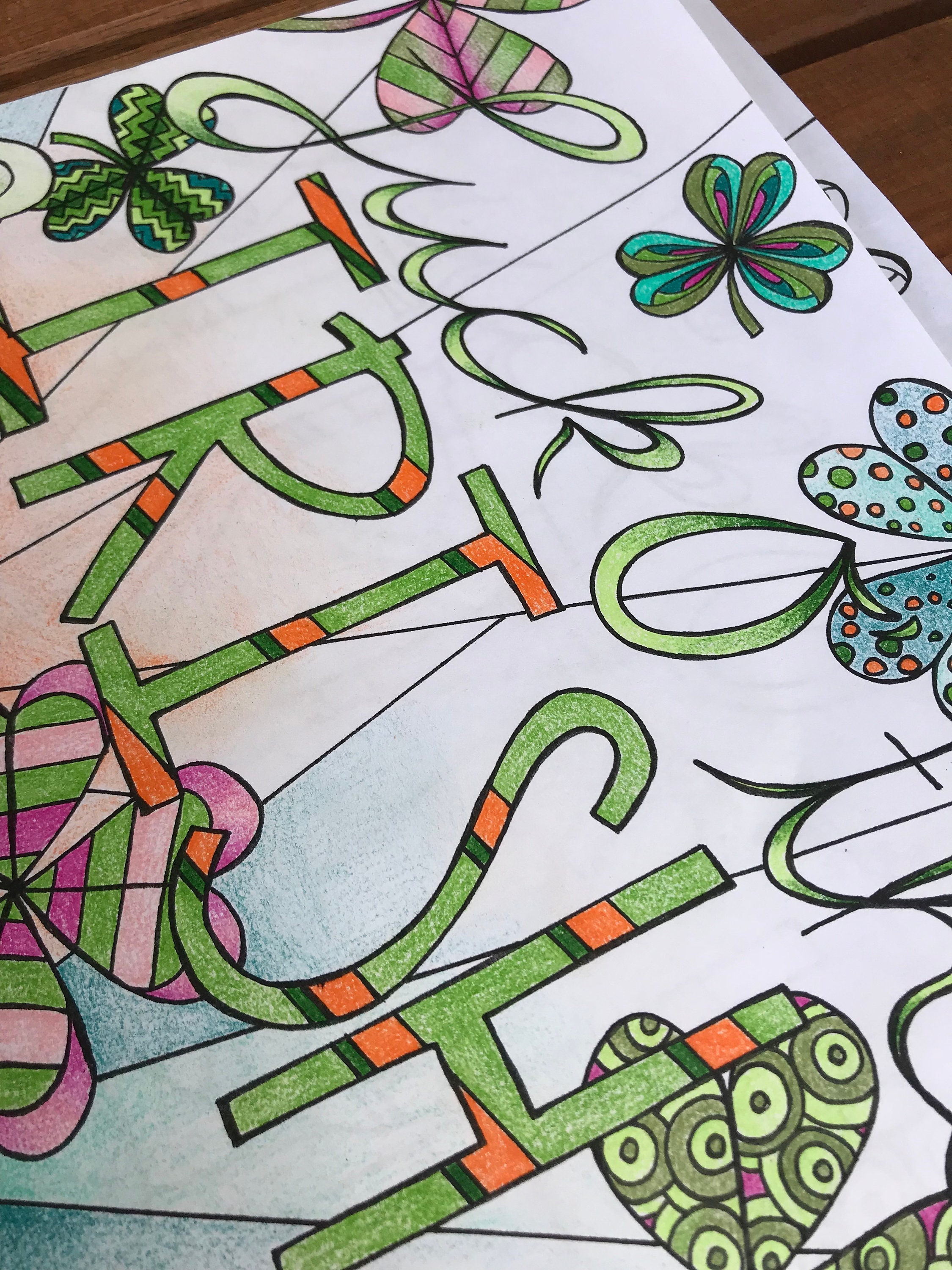 St Patrick's Day Coloring Page Luck of the Irish Coloring Page Adult ...