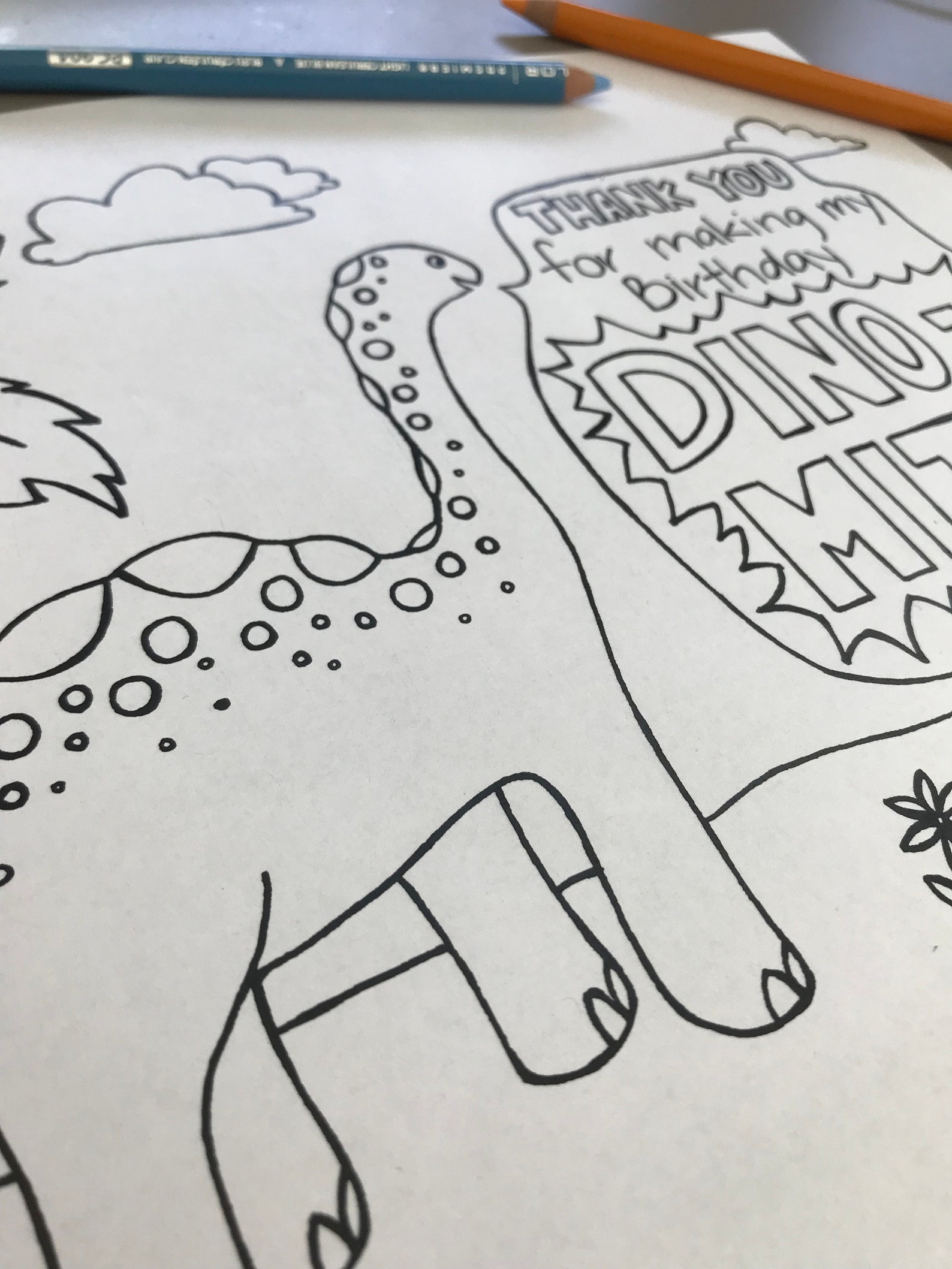 Dinosaur Thank You Coloring Page dinomite Party - Etsy