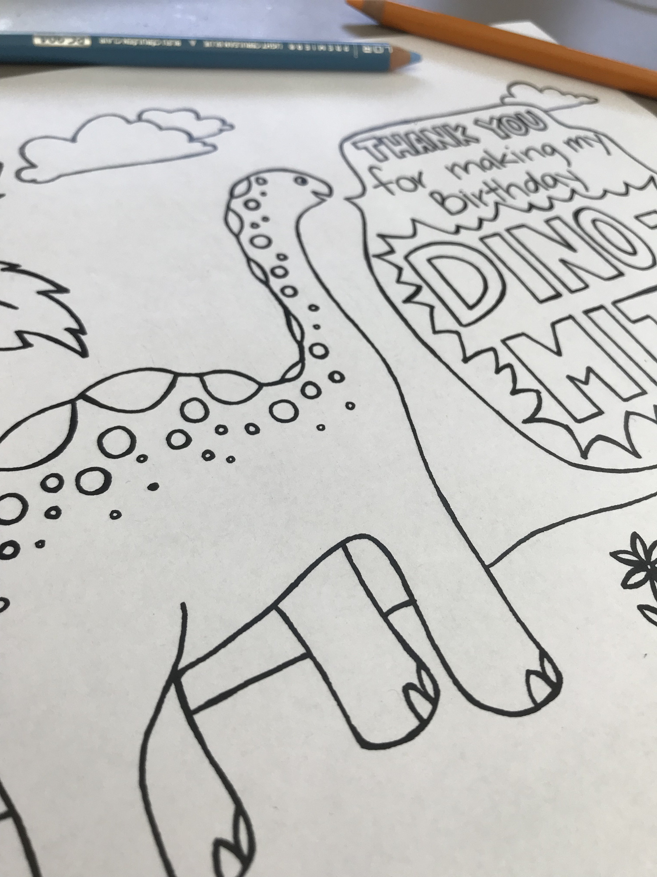 Dinosaur Thank You Coloring Page dinomite Party - Etsy