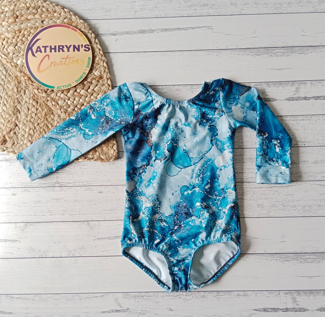 Girls' 3/4 Sleeved Leotard Holly Ink Blue - Etsy