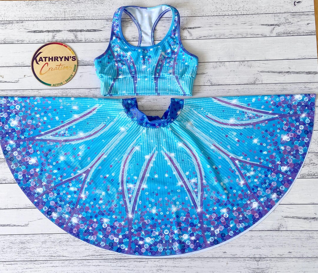 Girls' Circle Skirt and Firebird Crop Set - Handmade - Blue Swifty ...