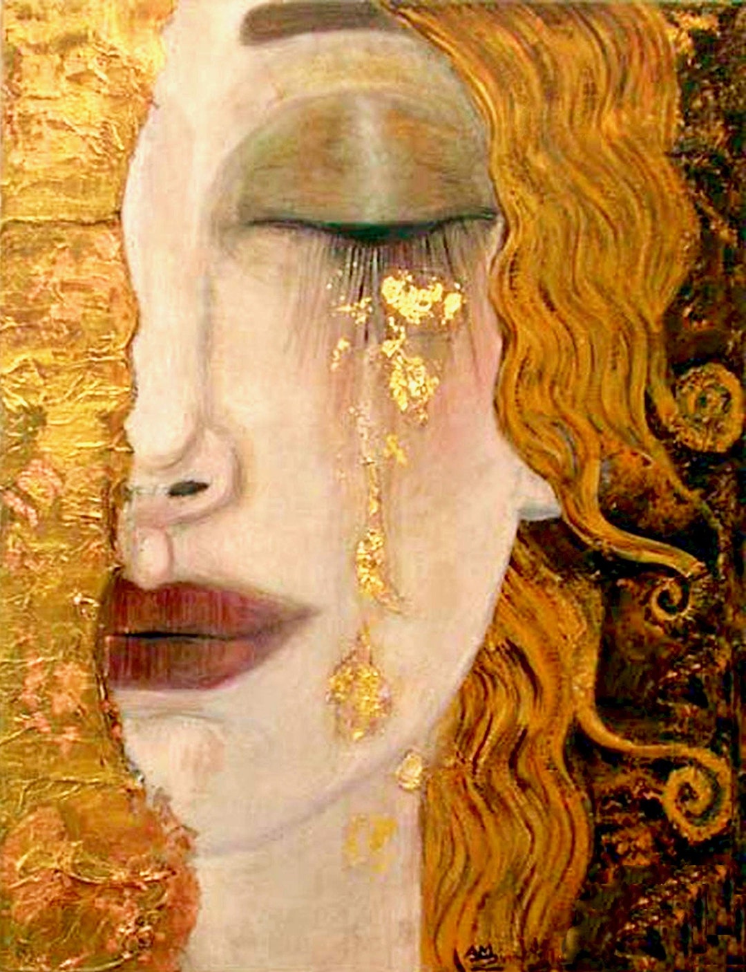 GODDESS Freyja the Golden Tear Inspired by Klimt Glass Small Rectangle ...