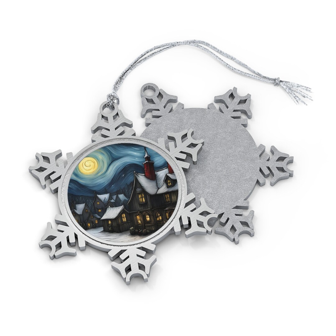 Winter Moon Pewter Snowflake Ornament - Etsy