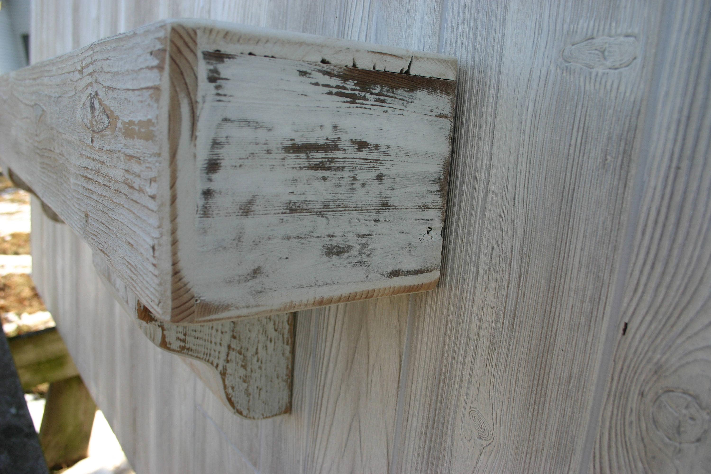 FREE SHIP! 54" Reclaimed Cedar Wood Shabby Chic White Fireplace Mantle ...