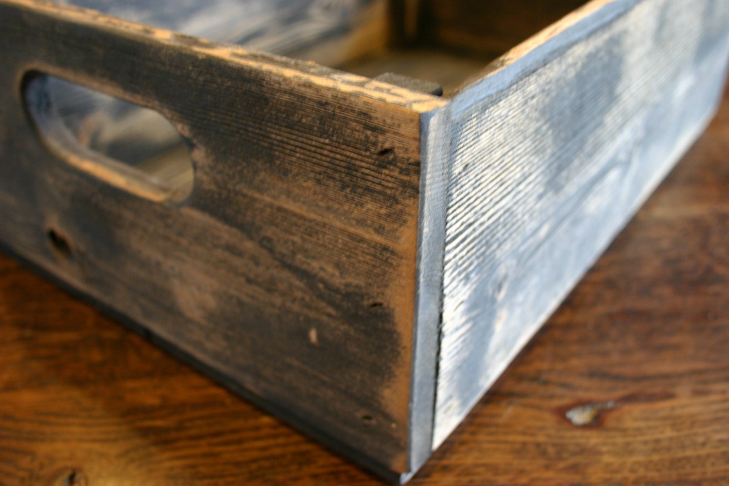 Handmade Reclaimed Wood Crate. Distressed Barnwood Crate. Wood Storage ...