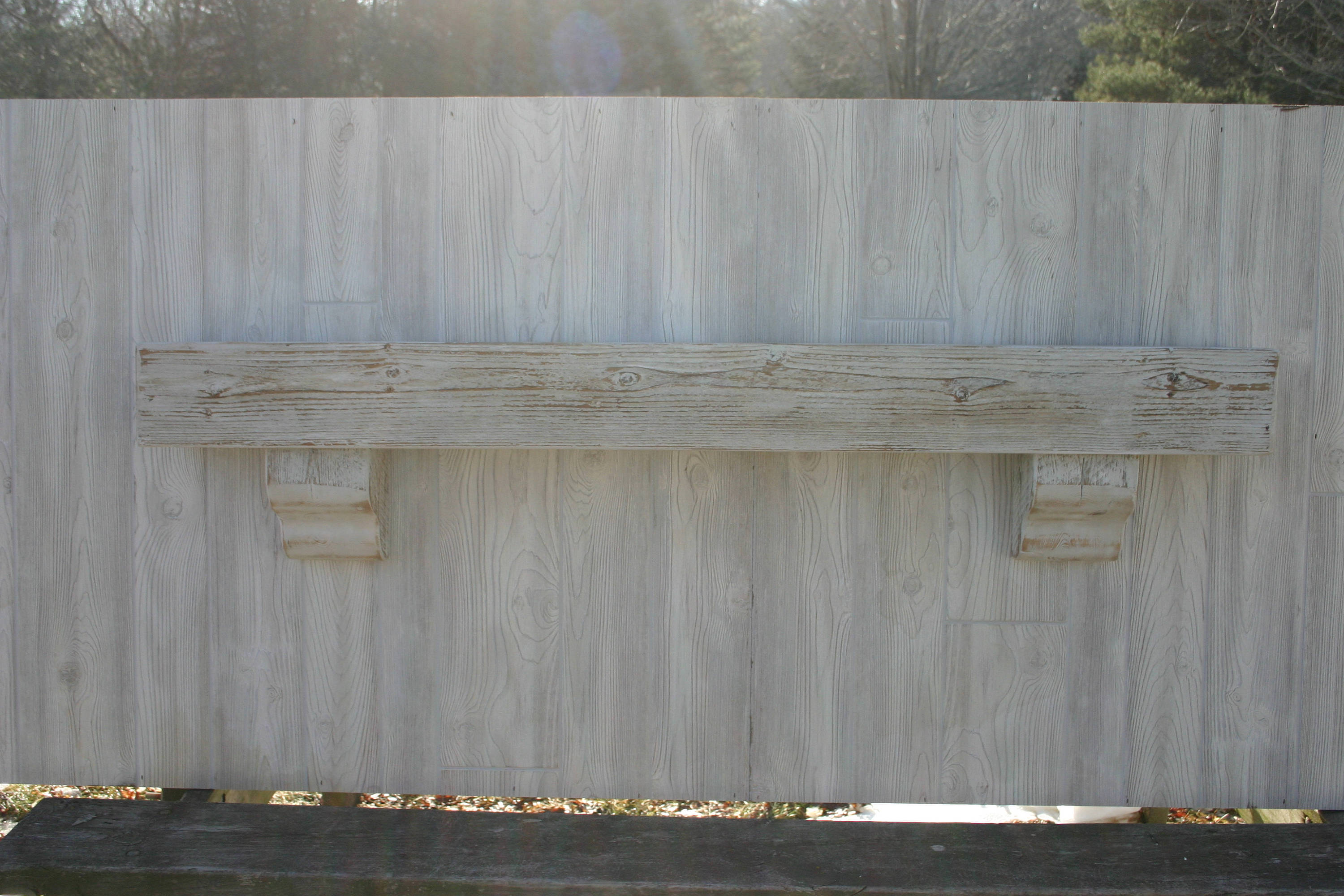 FREE SHIP! 54" Reclaimed Cedar Wood Shabby Chic White Fireplace Mantle ...