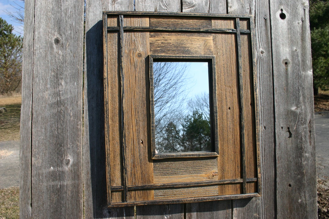 Handcrafted, Reclaimed Cedar Wood Rustic Mirror With Natural Distress ...