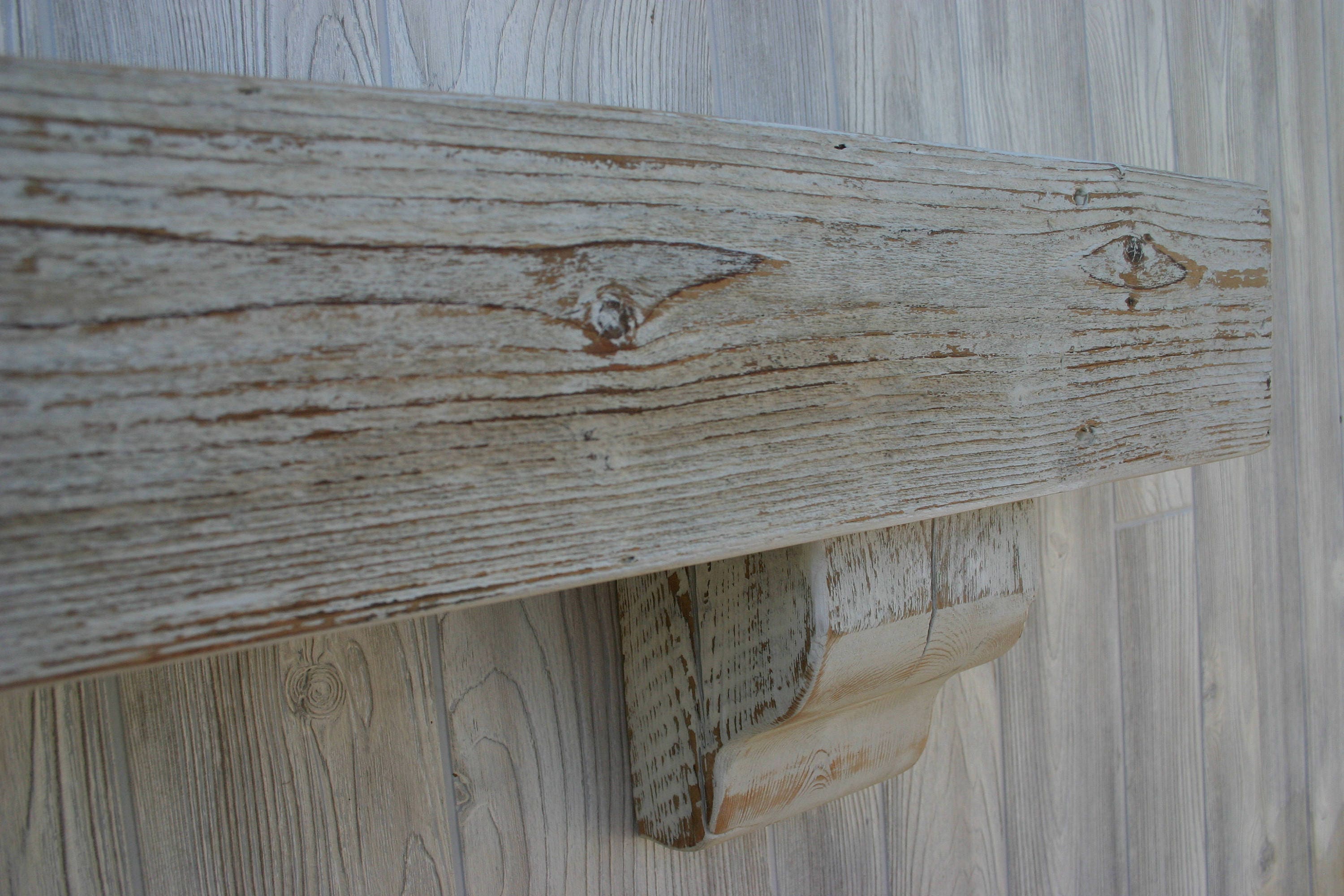 FREE SHIP! 54" Reclaimed Cedar Wood Shabby Chic White Fireplace Mantle ...