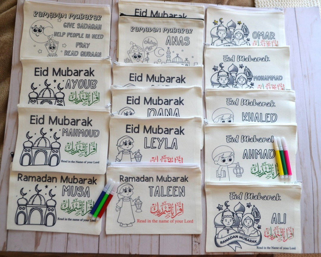 Personalized Ramadan Pouches, Ramadan Kids Gift, Coloring, Eid Goodie ...