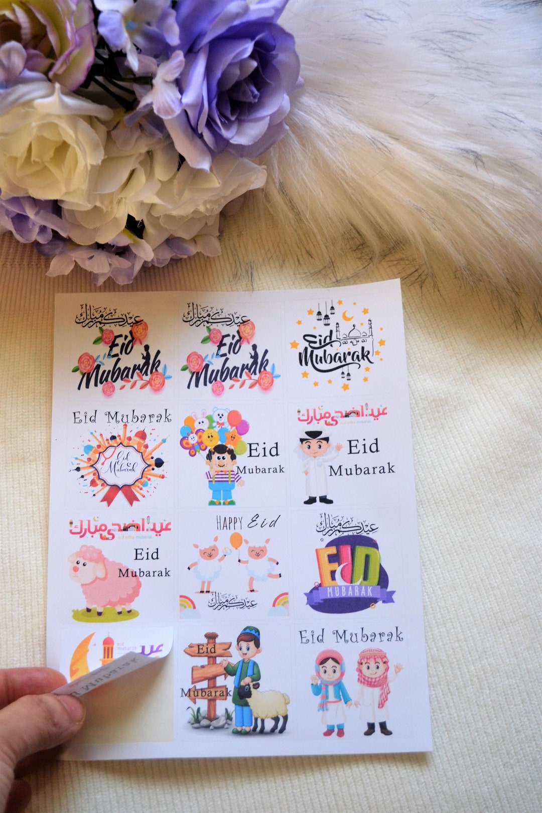 Eid Stickers, Eid Mubarak Stickers, Eid Square Stickers, Arabic ...