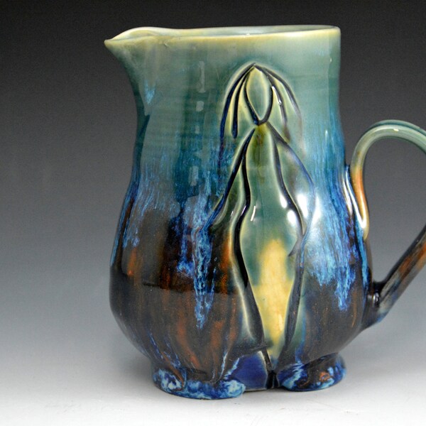 Blue Ceramic Pitcher - Etsy