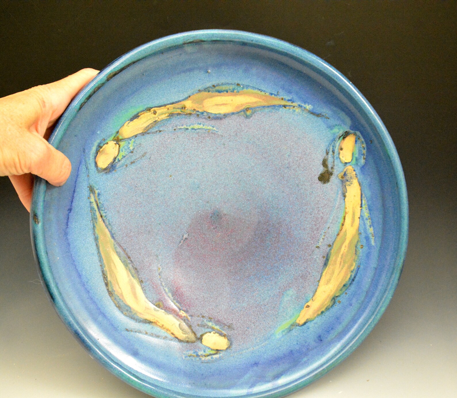 Large Handmade Blue Pottery Bowl | Etsy