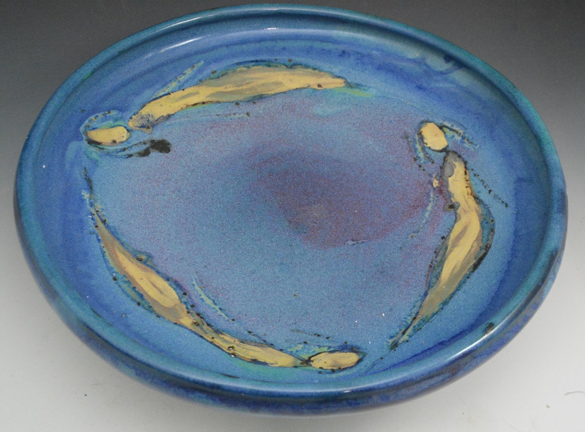 Large Handmade Blue Pottery Bowl | Etsy