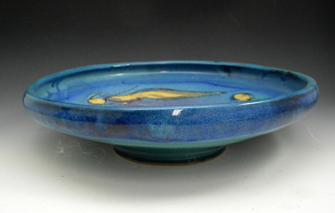 Large Handmade Blue Pottery Bowl | Etsy