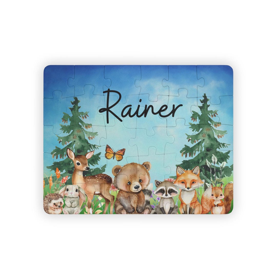 Personalized Kids Woodland Animal Puzzle Cute Toddler Name Gift Forest ...