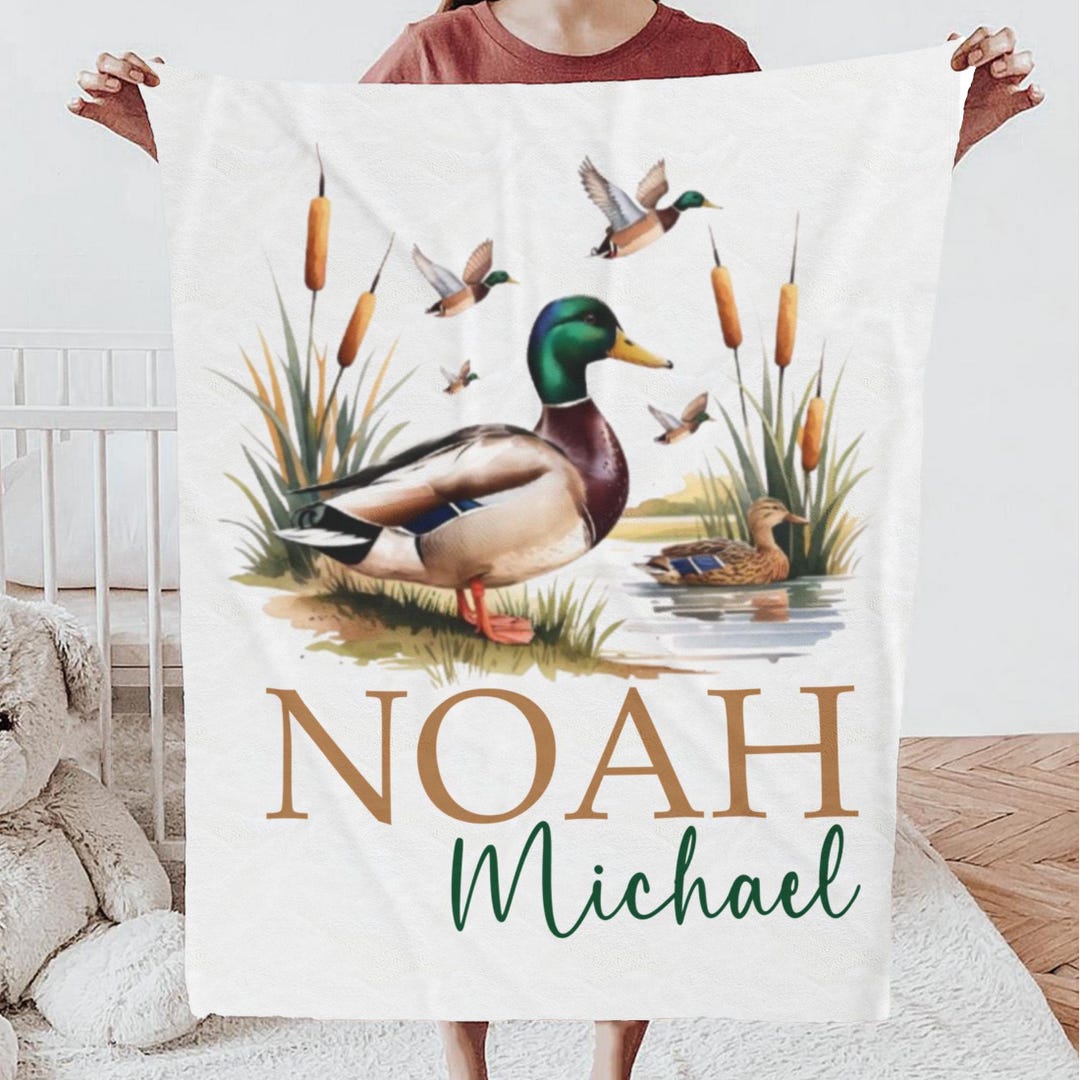 Personalized Mallard Duck Baby Blanket Duck Nursery Custom Name Blanket ...