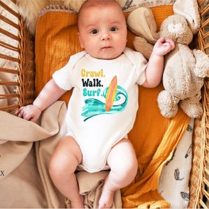 Surf Baby Onesie® Crawl Walk Surf Bodysuit Beachy Newborn Outfit ...